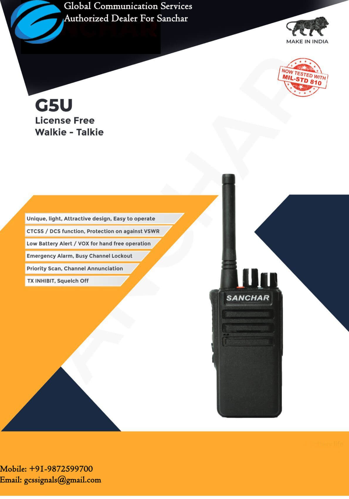 Sanchar G5U Walkie Talkie: Sanchar G5U Price, Range, Specifications